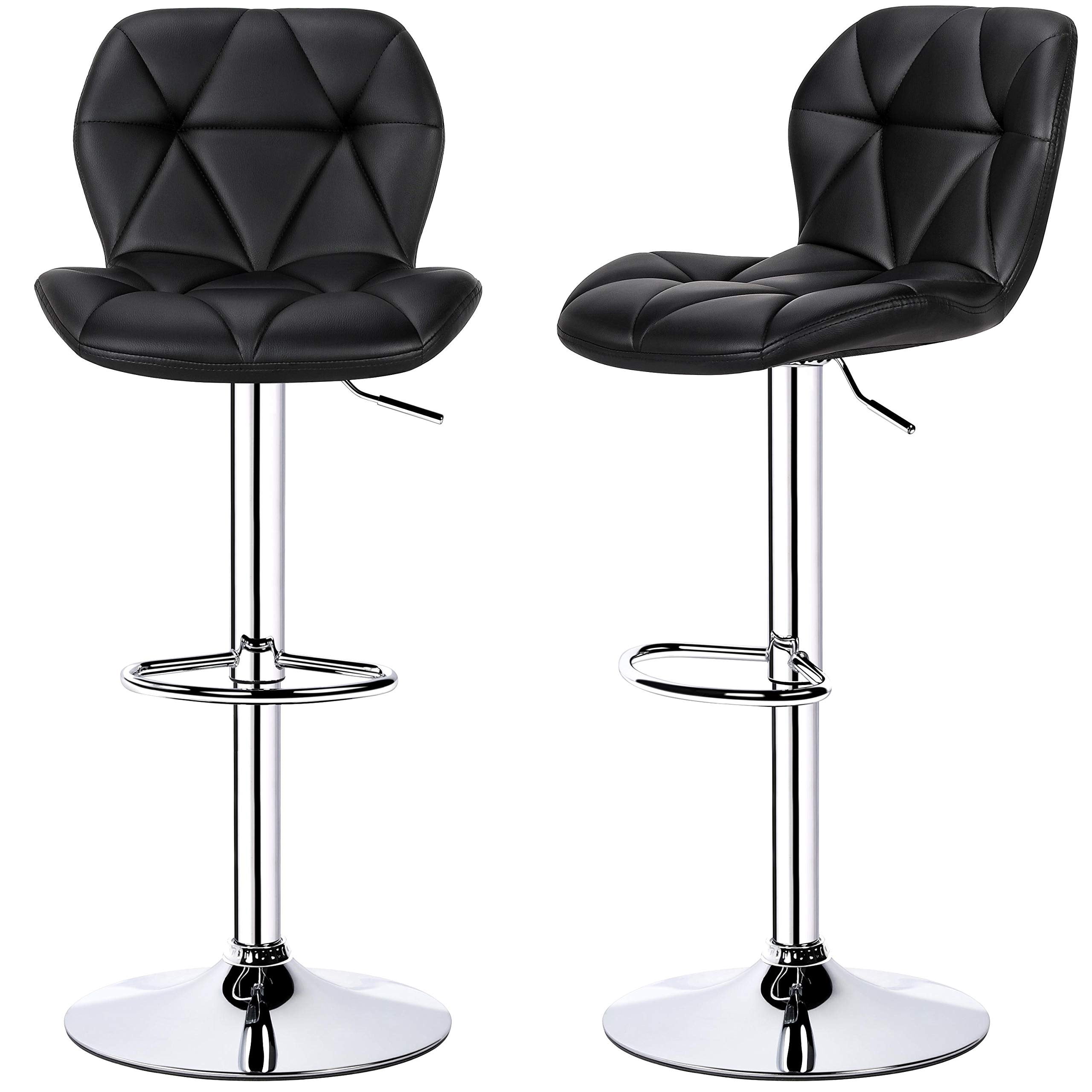 2pcs Bar Stools with Backrest, 360° Swivel PU Leather Counter Height ...