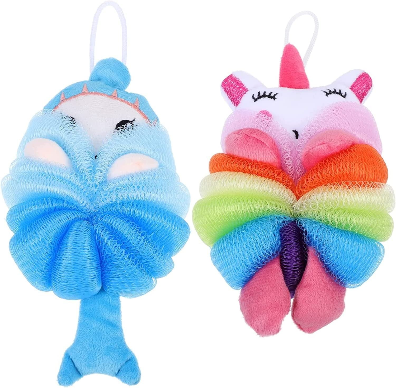 2pcs Bath Loofahs Animal Bath Sponges Kids Body Loofahs Bath Pouf Mesh ...