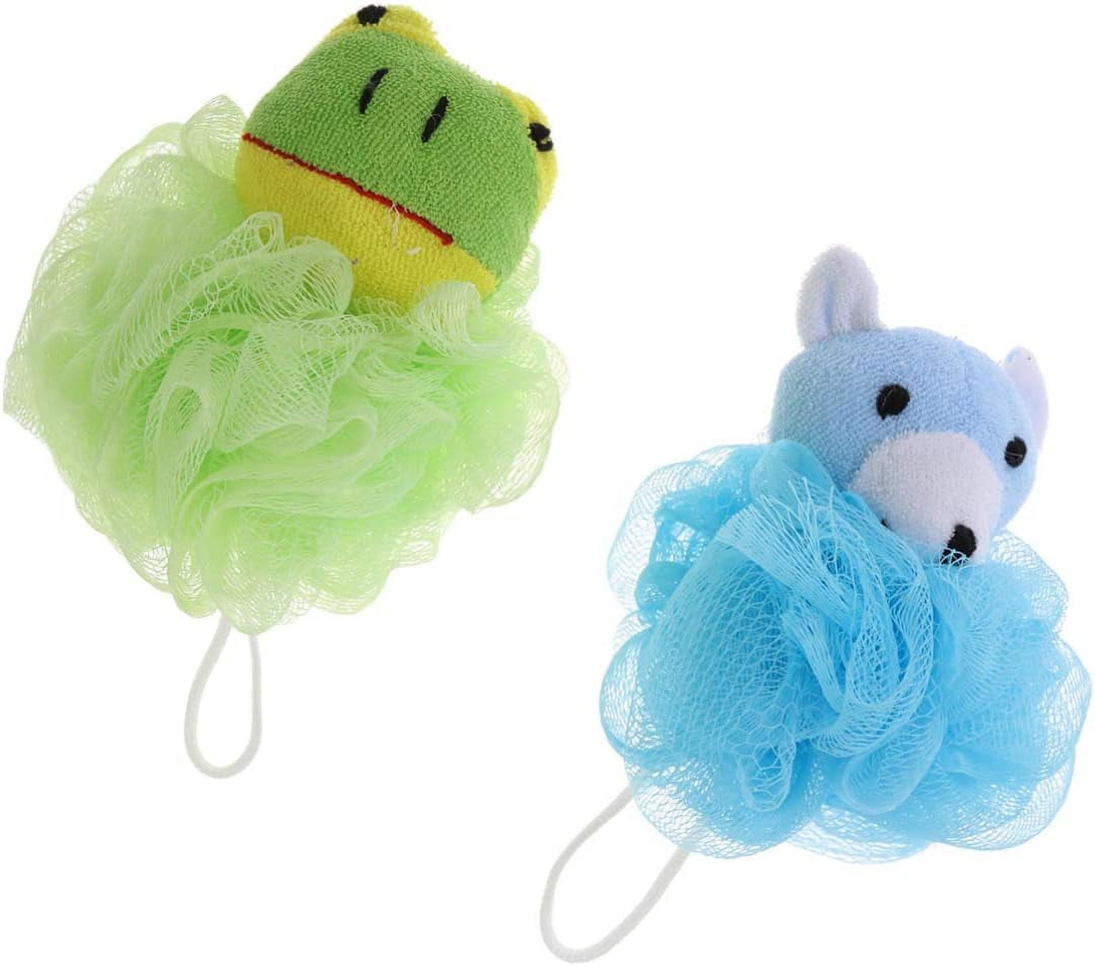 2pcs Bath Shower Sponge Cute Frog Bear Animal Shaped Soft Shower Ball ...
