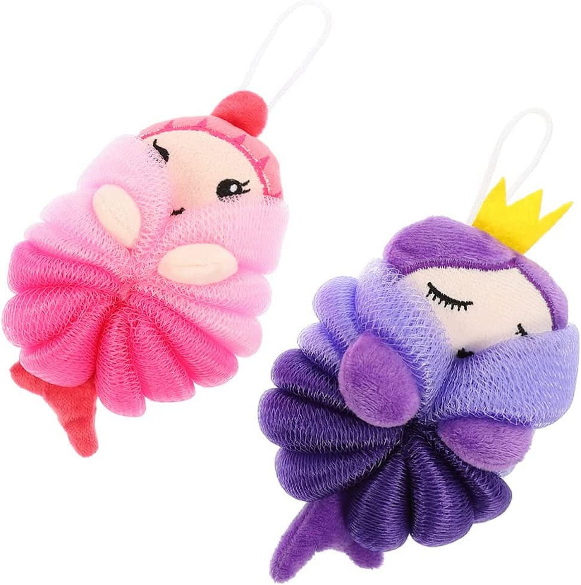2pcs Bath Sponges Animal Kids Loofah Bath Pouf Mesh Animal Toy Hanging ...