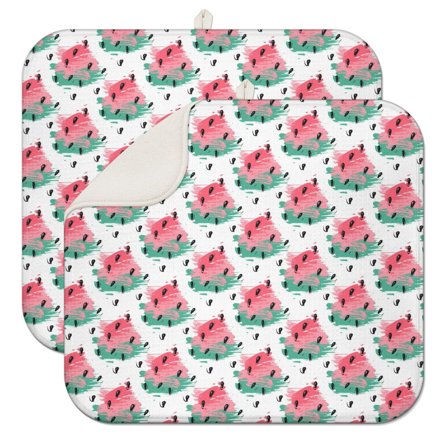 2pcs Beach Theme Watermelon Dish Drying Mat Super Absorbent 3-Layer ...