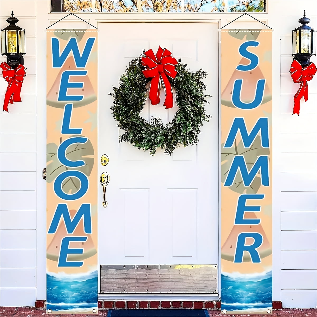 2pcs Beach-Themed Welcome Door Banners - 12x71 Inch, Polyester - Ideal ...
