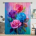 2pcs Beautiful Red Roses Privacy Protection Living Room Curtain ...