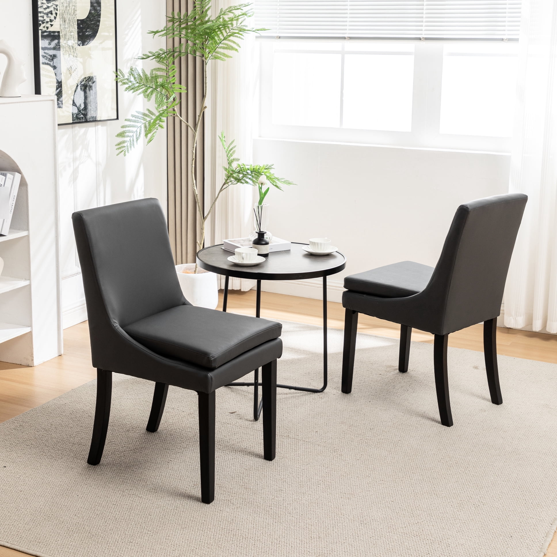 2pcs Bedroom Chairs With Comfortable Seating, Solid Wood Legs And Linen ...