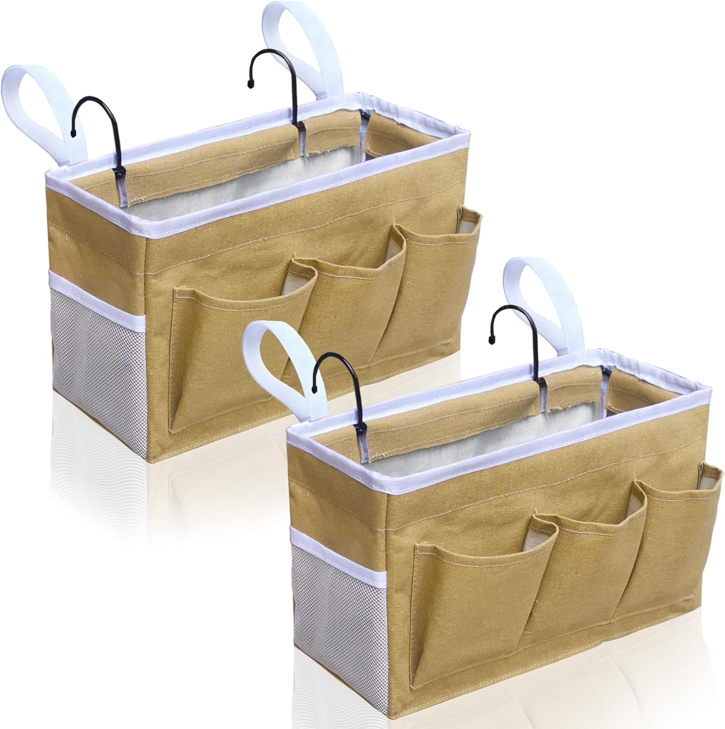 2pcs Bedside Caddy Storage Organizer, Hanging Bag Holder with Pockets ...