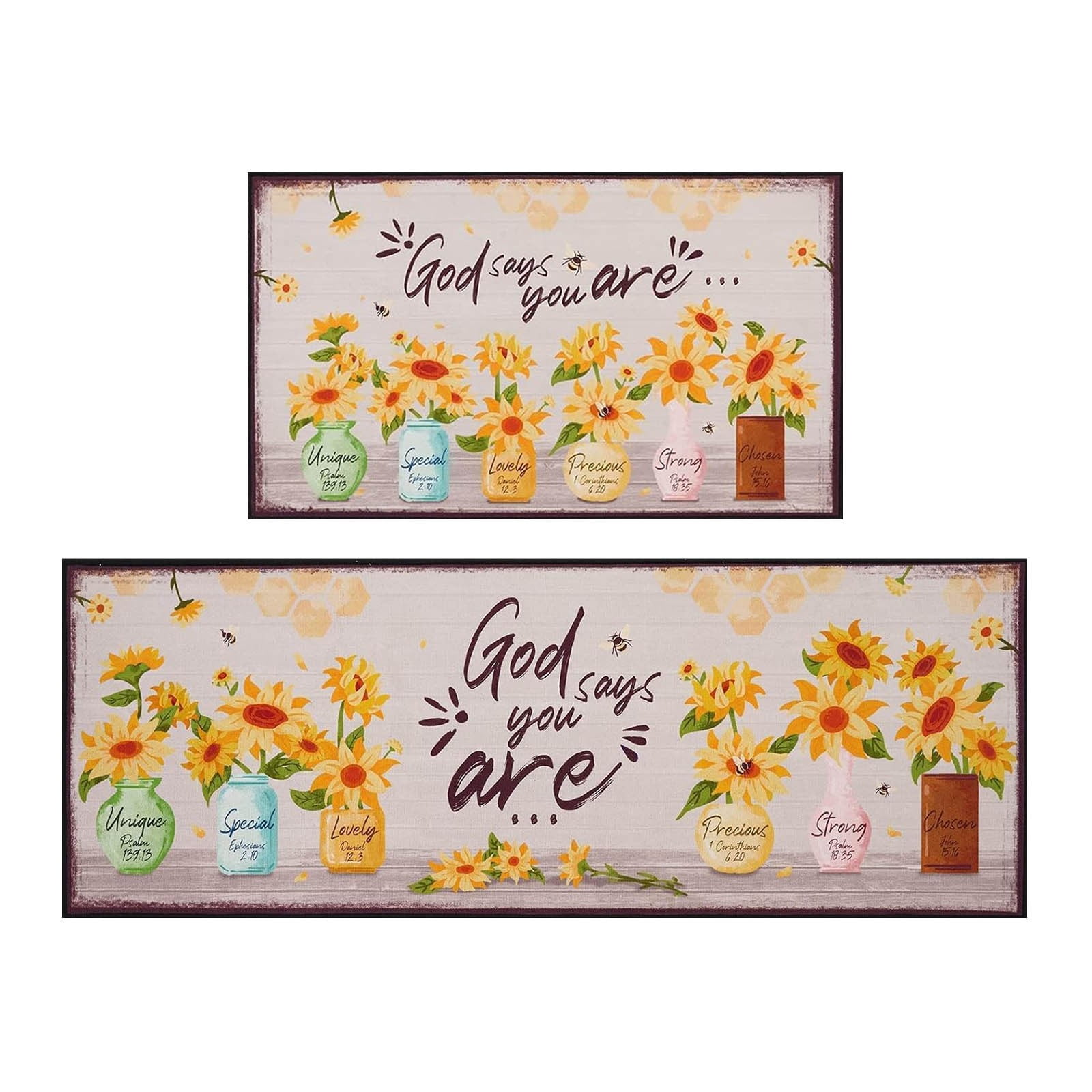 2pcs Beee Festival Doormat Kitchen Rugs Buffalo Plaid Beee Mats ...