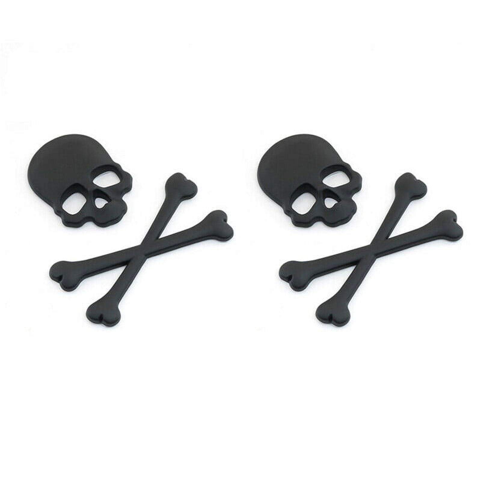 2pcs Black 3D Metal Skull Head Car Sticker Rear Trunk Crossbone Emblem ...