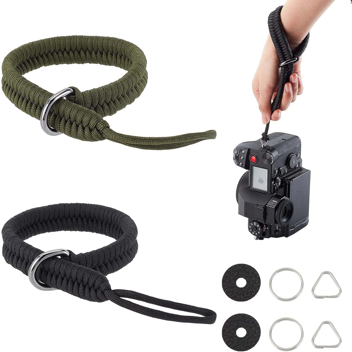 2pcs Black Camera Wrist Straps 38.7cm Nylon Camera Hand Strap with 201 ...