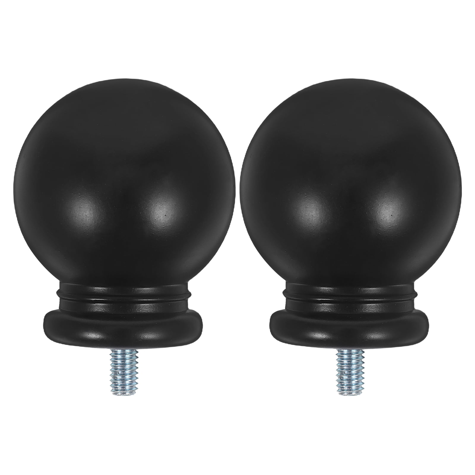 2pcs Black Curtain Rod Cap Finial Ball Shape Curtain Rod Finials Ends ...