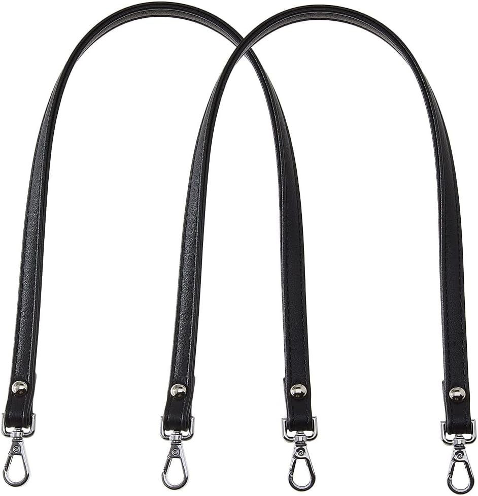 2pcs Black Leather Bag Strap 60cm Replacement Handle Shoulder Strap ...