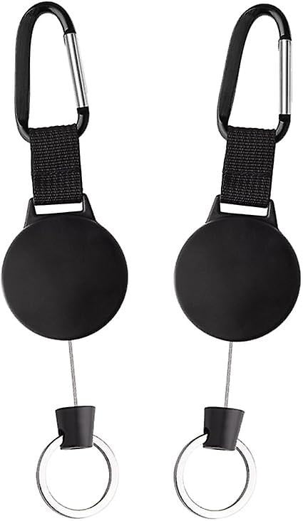 2pcs Black Retractable Keychain Reel with 53cm Wire Cable - Walmart.com