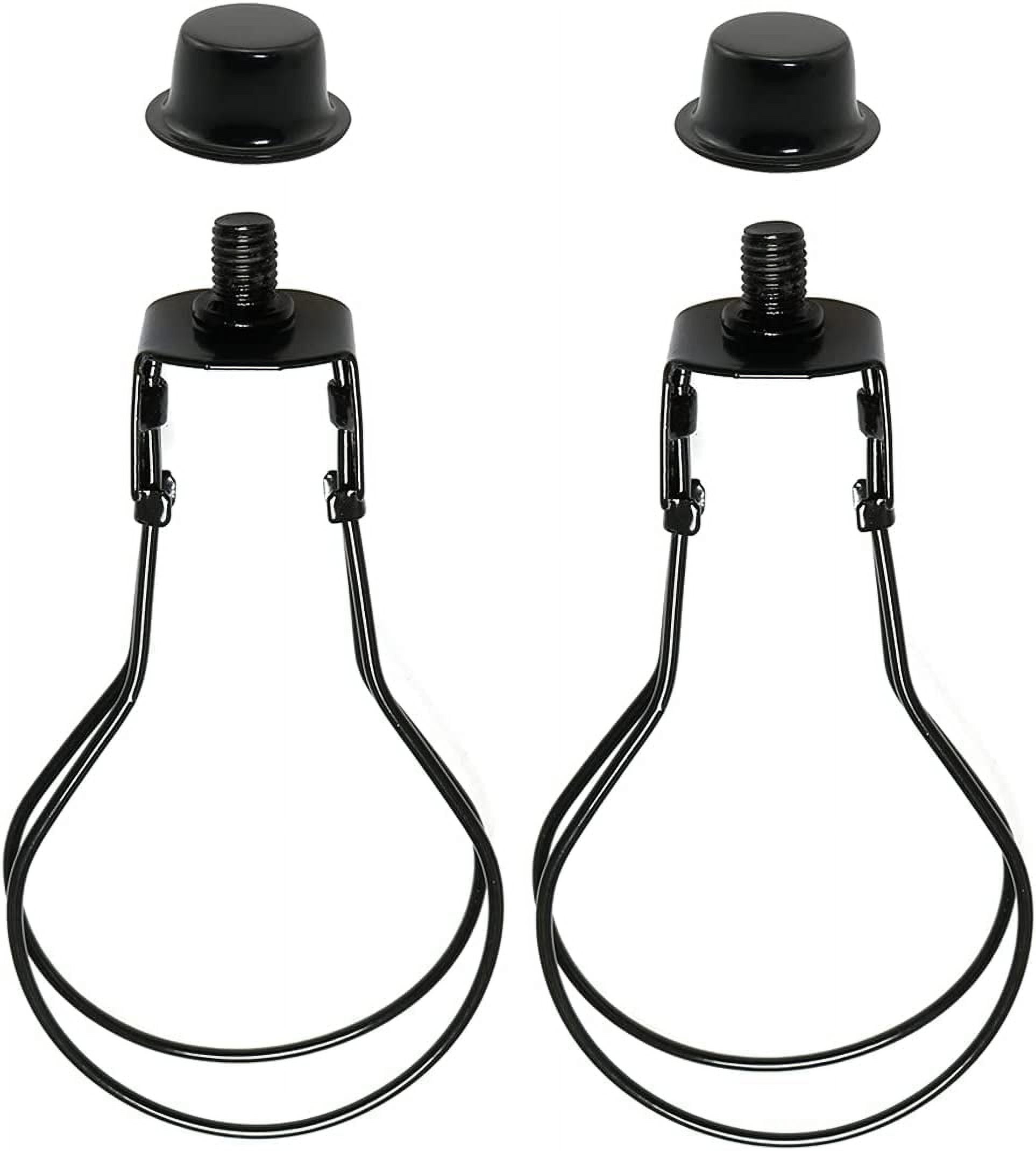 2pcs Black Round Light Bulb Holder with Lamp Shade Attaching Finial DIY ...
