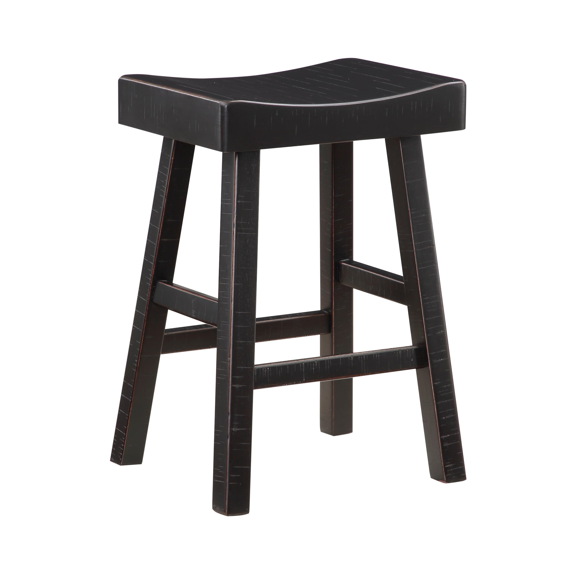 2pcs Black Solid Rubberwood Counter Height Stools For Modern Dining ...