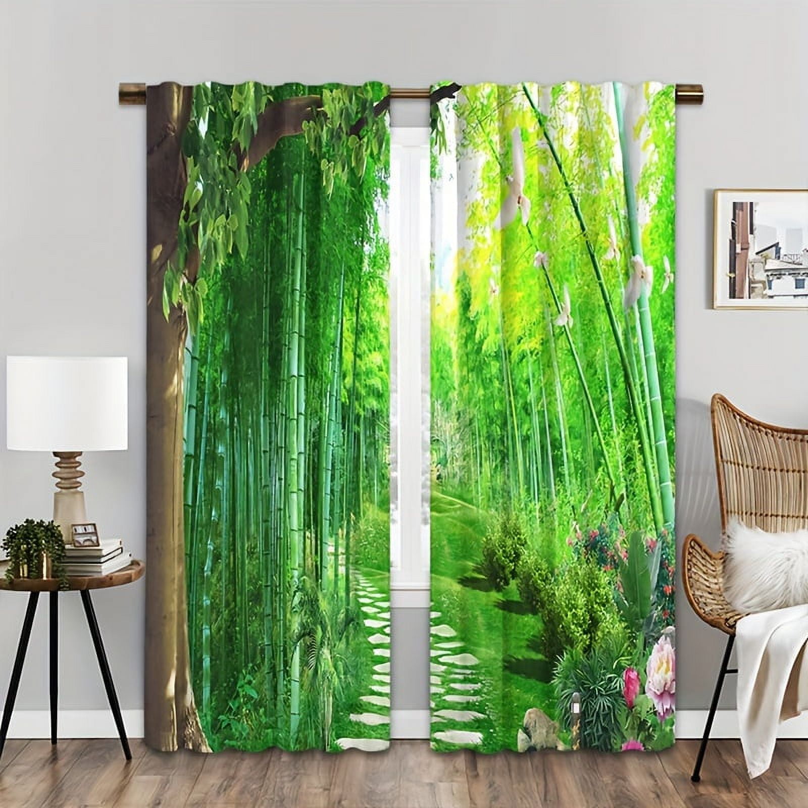 2pcs Black Tree Curtains Modern Art Minimalism Trees Of Life Window ...