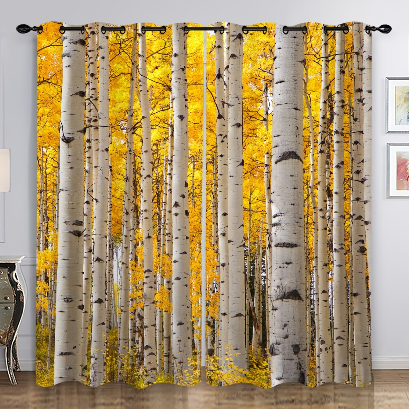 2pcs Black Tree Curtains Modern Art Minimalism Trees Of Life Window ...
