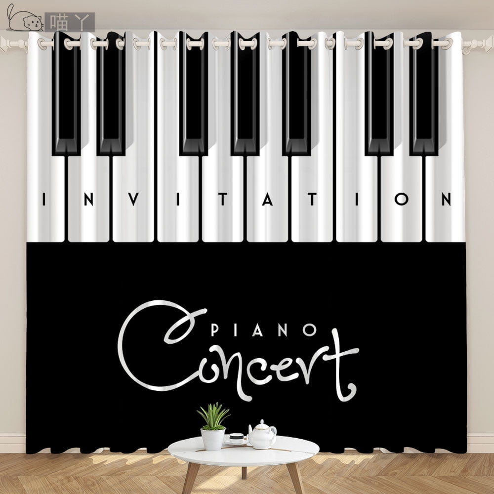 2pcs Black White Key Curtain Piano Music Curtain for Piano Studio ...