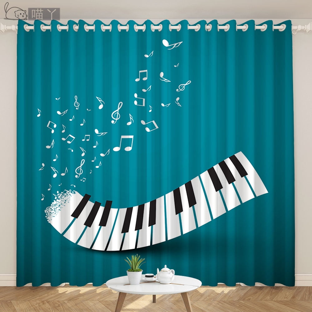 2pcs Black White Key Curtain Piano Music Curtain for Piano Studio ...