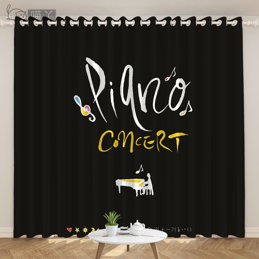 2pcs Black White Key Curtain Piano Music Curtain for Piano Studio ...
