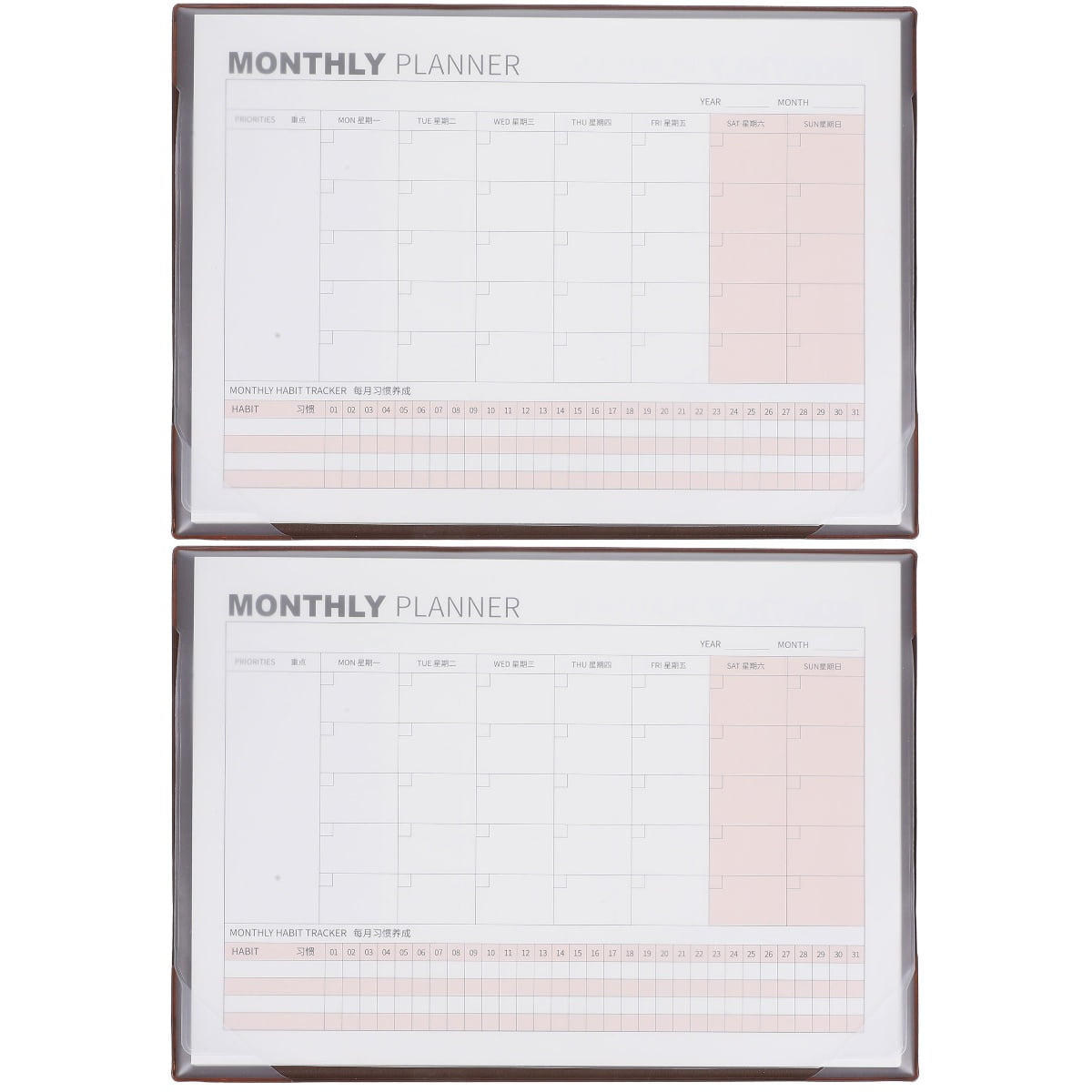 2pcs Monthly Planner Notepad Set Blank Calendar Sheets Agenda Organizer ...