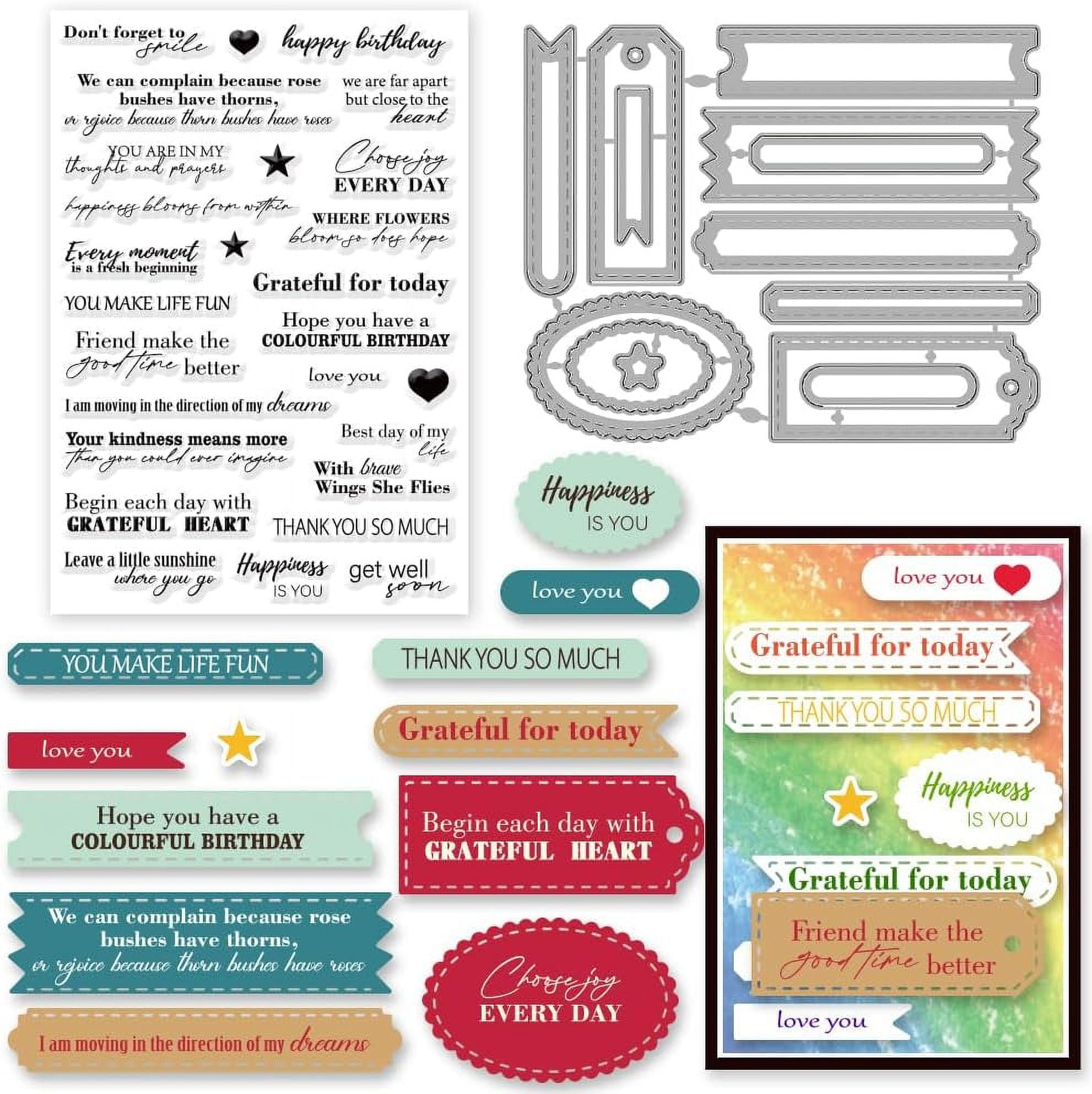 2pcs Blessing Words Stamps and Dies for Card Making Encouraging Words ...