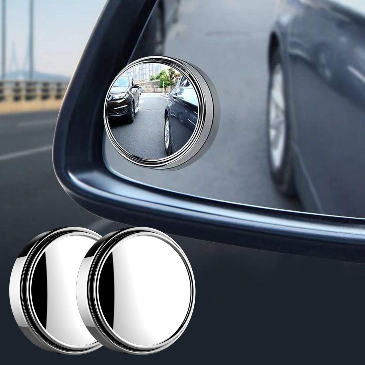 2pcs Blind Spot Mirror, 2" Round HD Glass Mirrors Frame Convex Rear ...