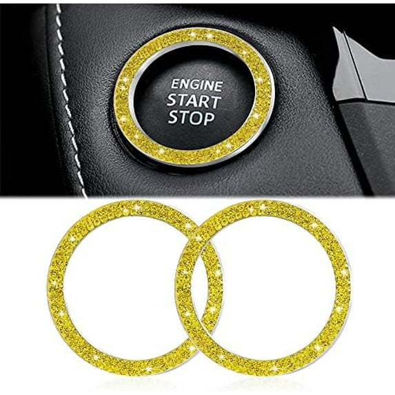 2pcs Bling Car Engine Start Button Cover Diamond Crystal Push Start ...