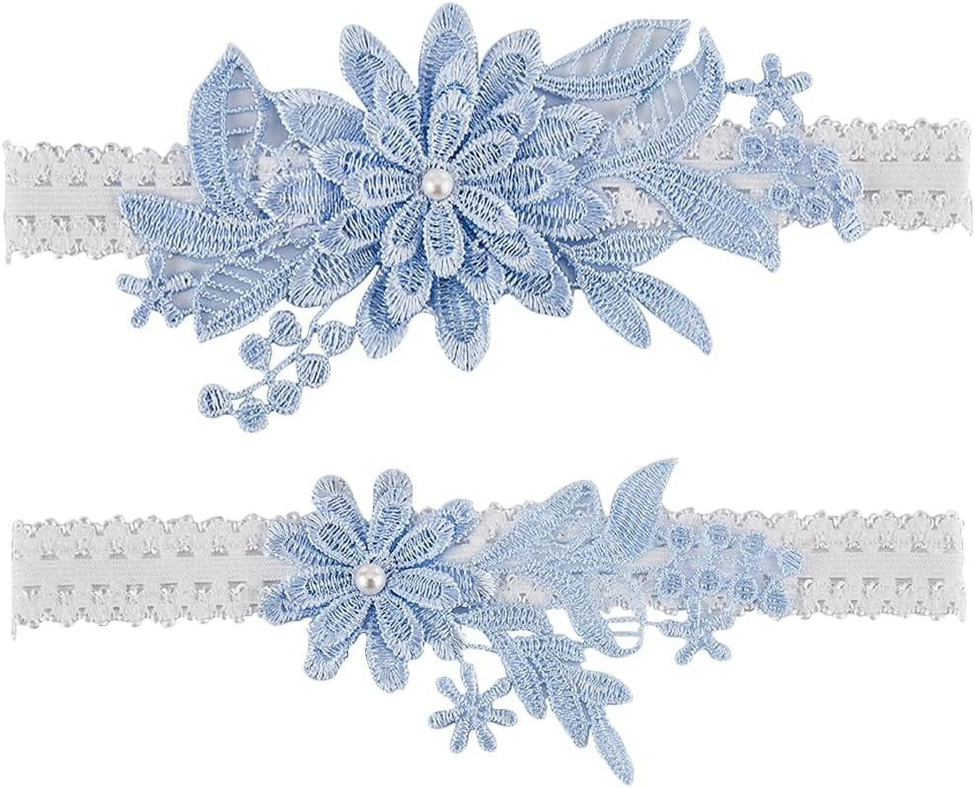 2pcs Blue Daisy Lace Garter Belts Wedding Garter Set Bridal Wedding ...