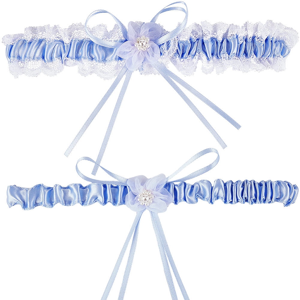 2pcs Blue Lace Garter Belts Bridal Wedding Elastic Band Garters Wedding ...
