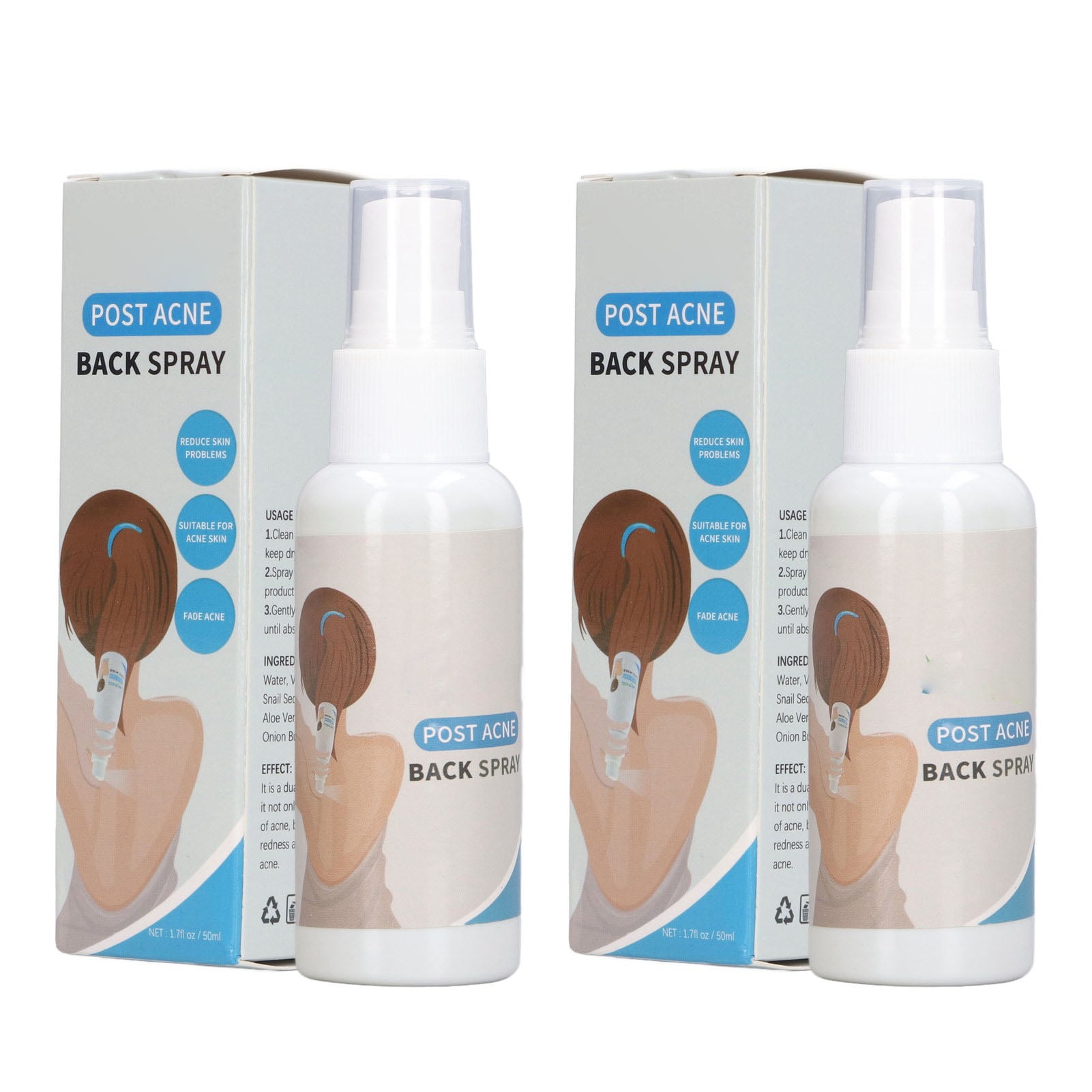 2pcs Body Pimple Spray Redness Calm Oil Control Scar Repair Herbal