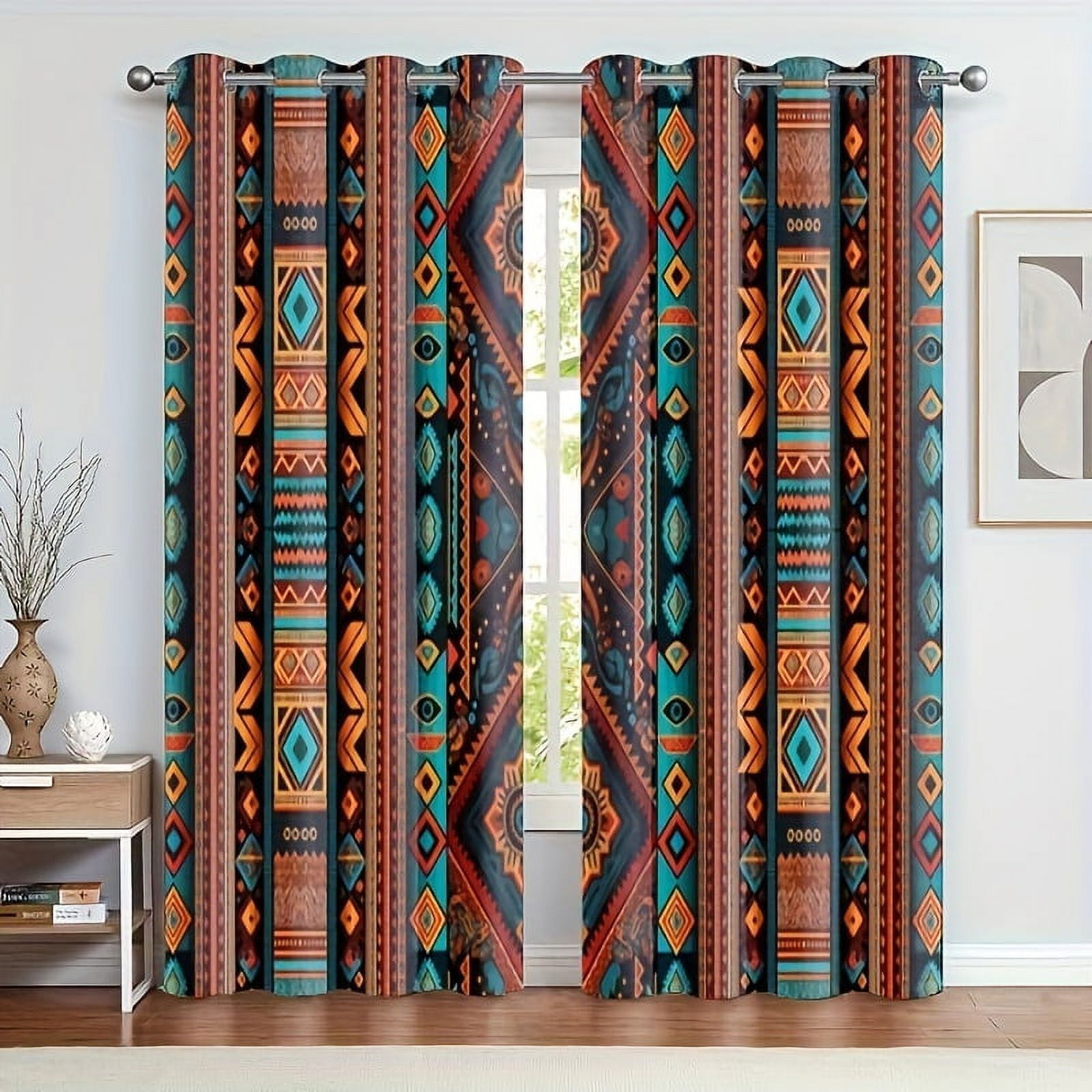 2pcs Bohemian Pattern Curtain rative Window Drape Window Treatments For ...