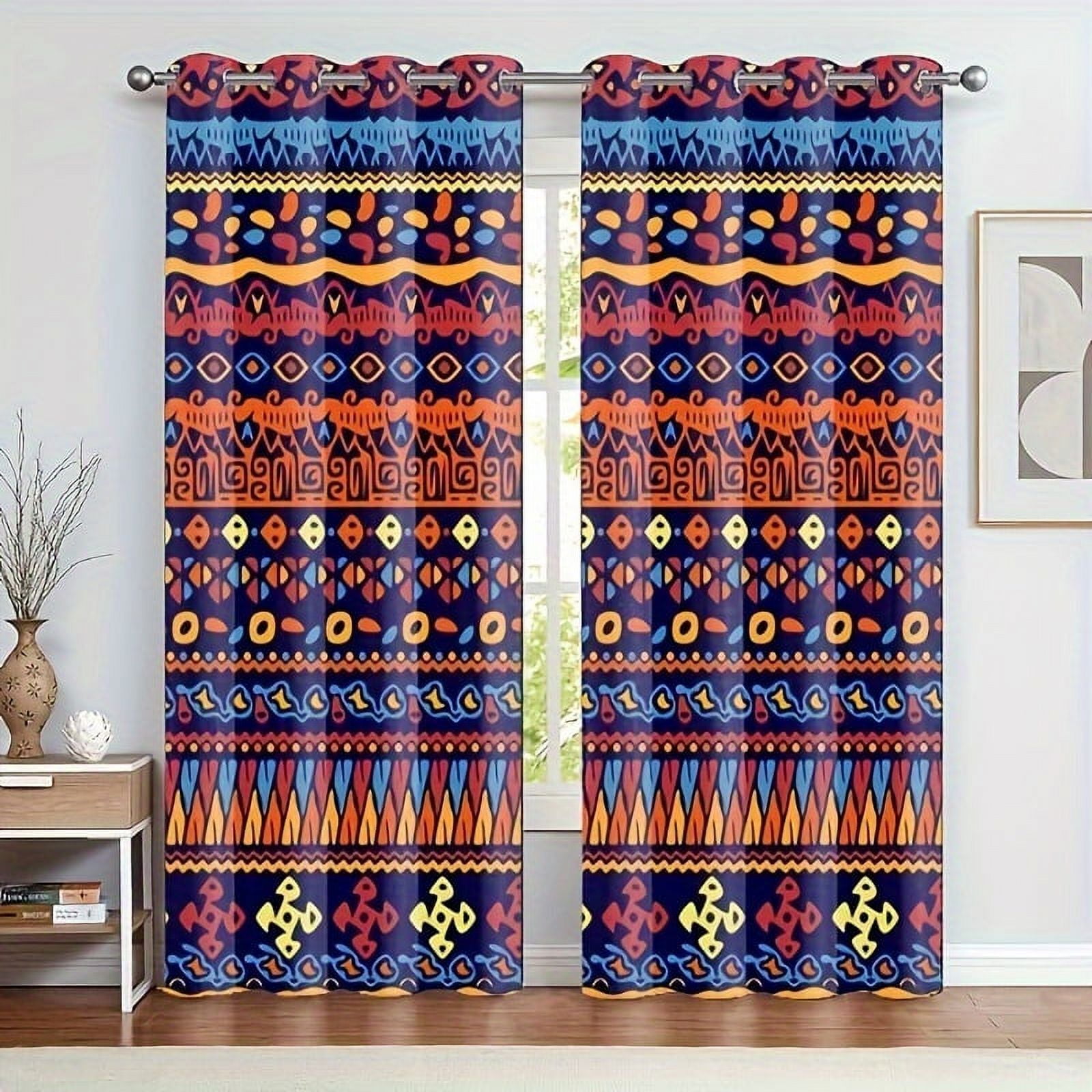 2pcs Bohemian Pattern Curtain rative Window Drape Window Treatments For ...