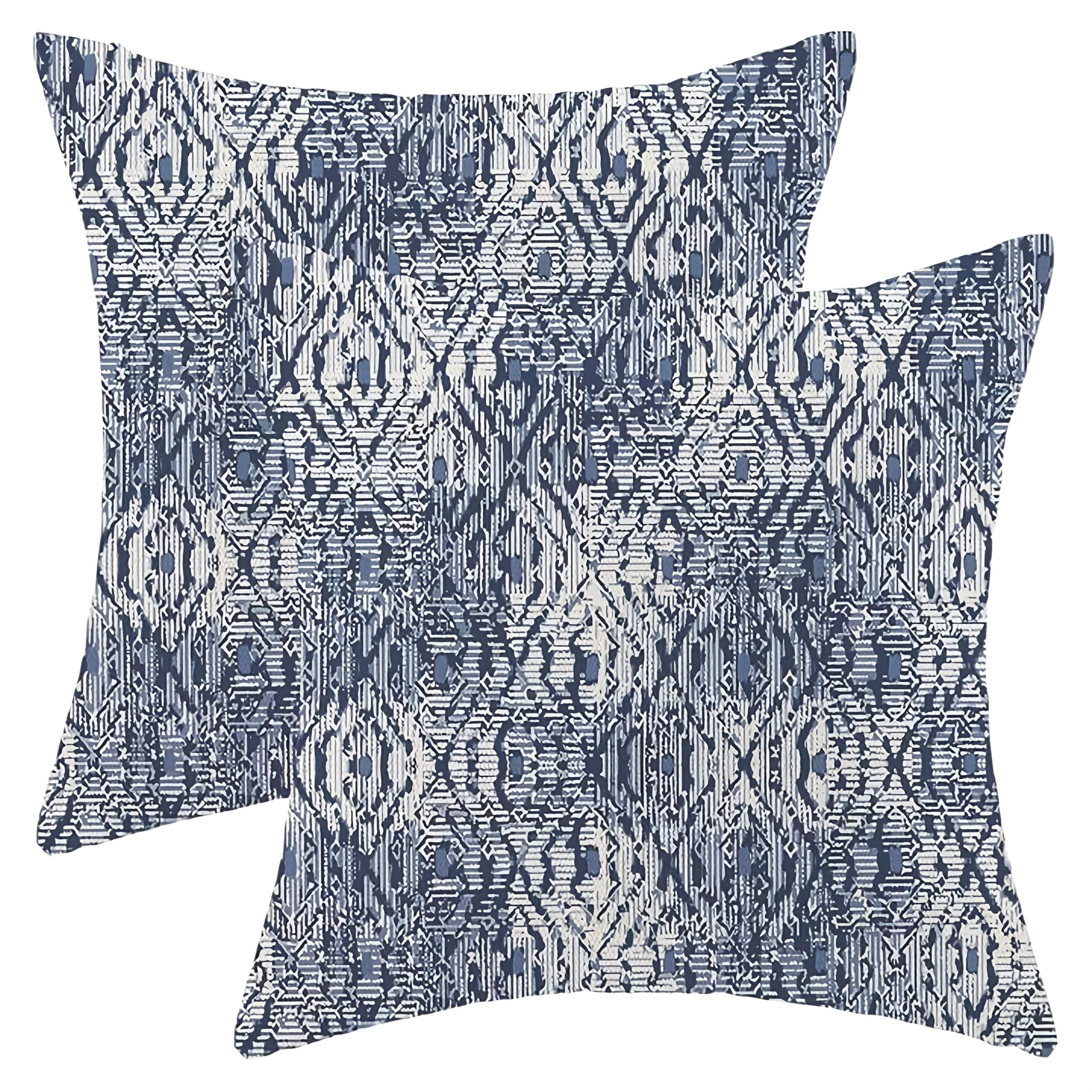 2pcs Bohemian Style Throw Pillow Set - Vintage Navy Blue Abstract ...