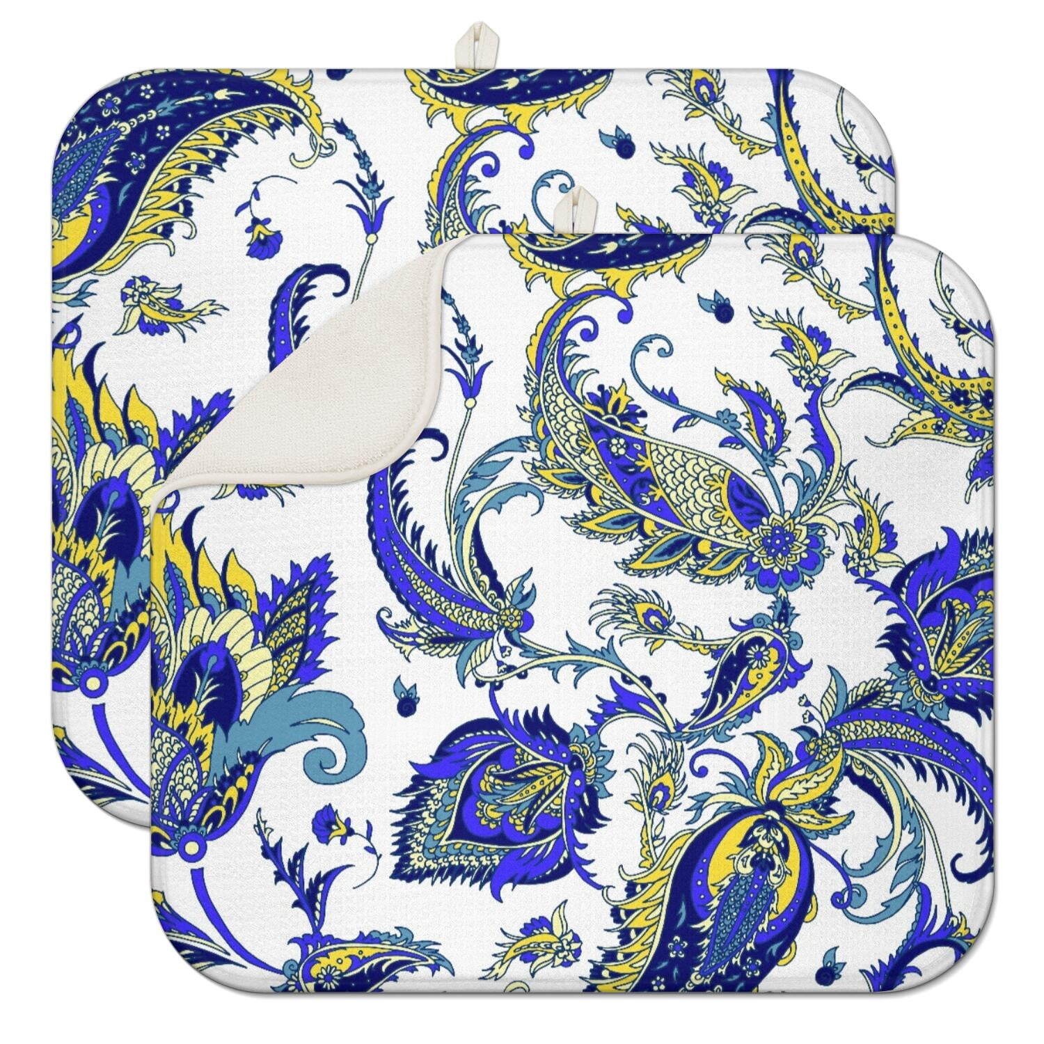 2pcs Boho Chic Countertop Drying Mat, 3-Layer Thick Absorbent ...