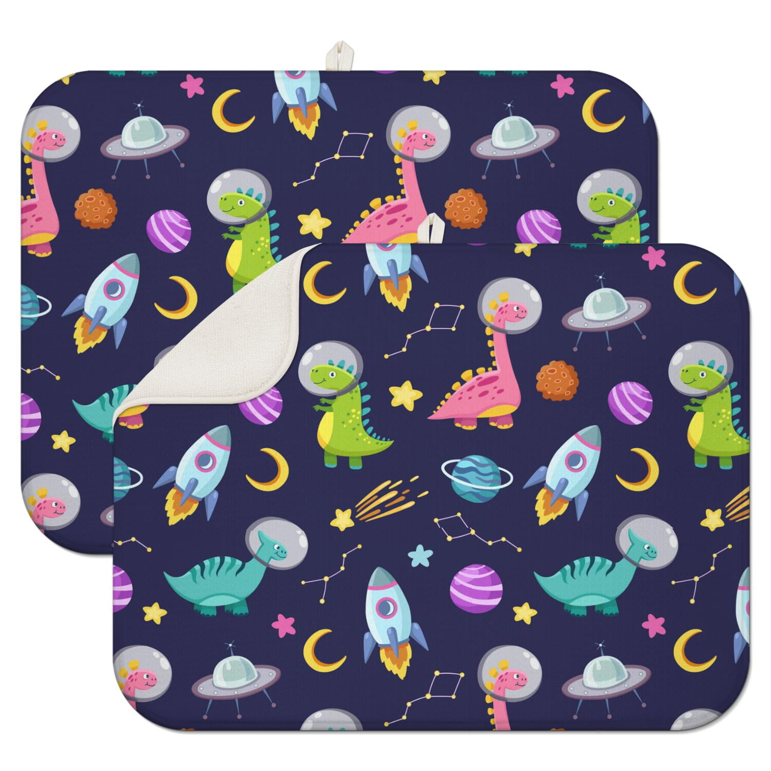 2pcs Bold Dinosaur Drying Pad, Vibrant Hand-Drawn Dino Design on ...