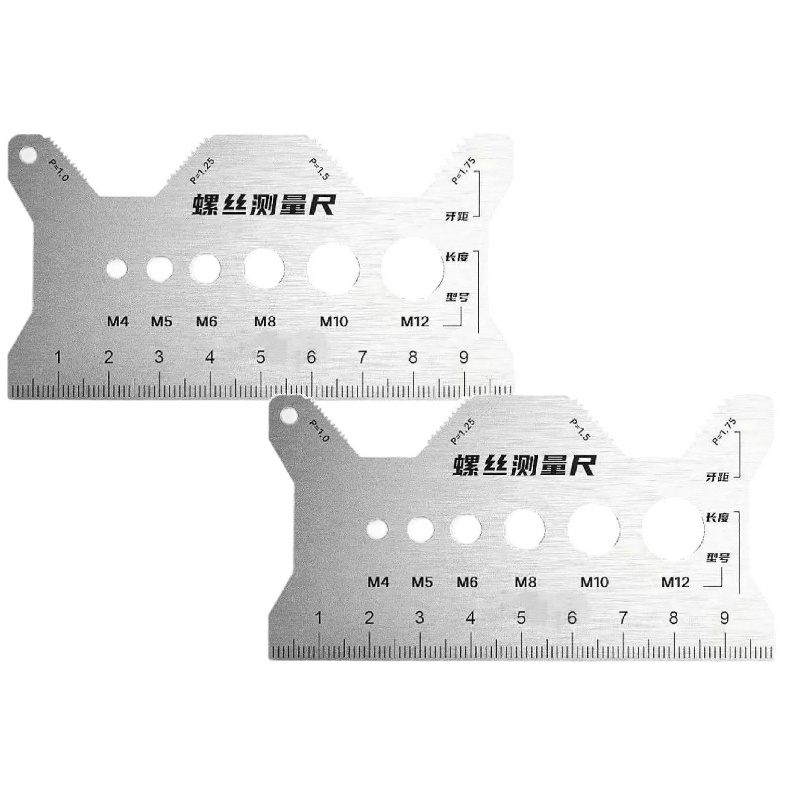 2pcs Bolt Gauge Card Stainless Steel Measuring Ruler Accurate Bolt and ...