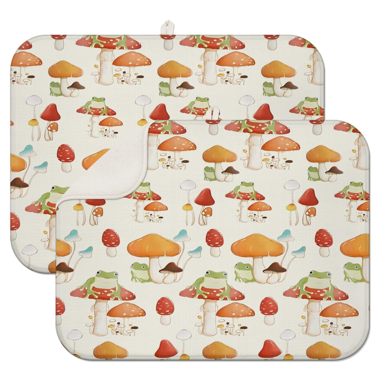 2pcs Botanical Woodland Whimsical Mushroom Heat Resistant Mat Quick ...