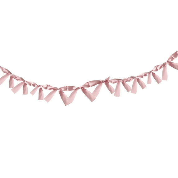 2pcs Bow Tie Garlands Banner 5.9ft Pink Coquette Pre-Strung Bows String ...