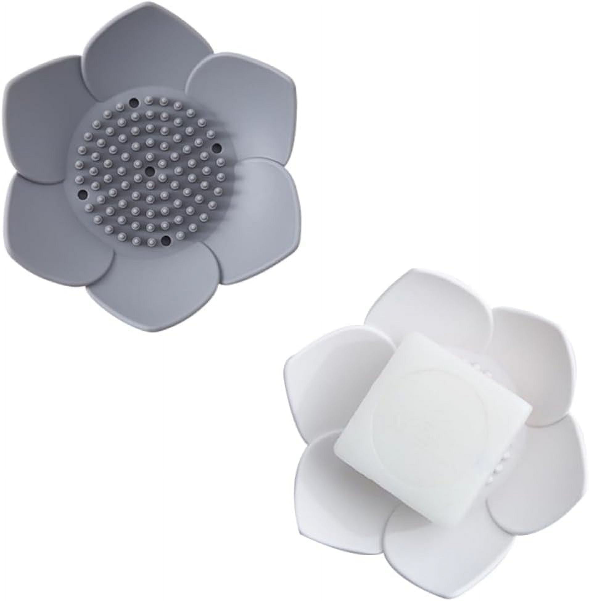 2pcs Box Punch Drain Case Dish Saver Shower Soap Dispenser Tray Grey ...