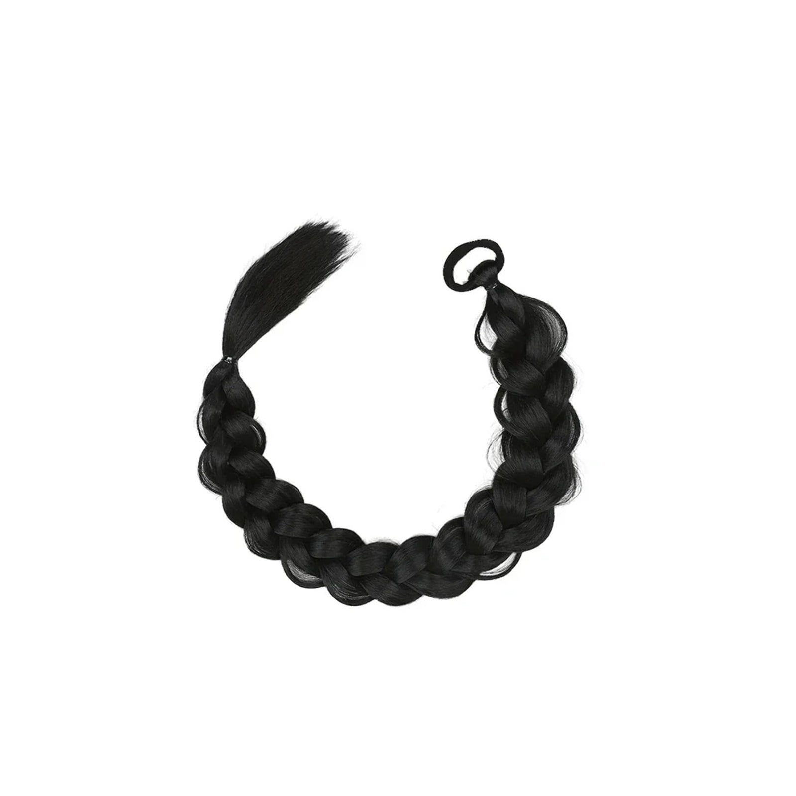 2pcs Braided Long Straight Braids Ponytail with Rubber Band Synthetic ...