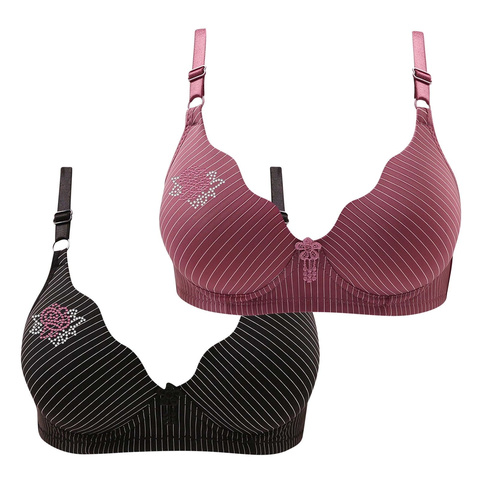 2pcs Bras for Women Wireless Full Coverage Seamless Push Up Bralettes ...