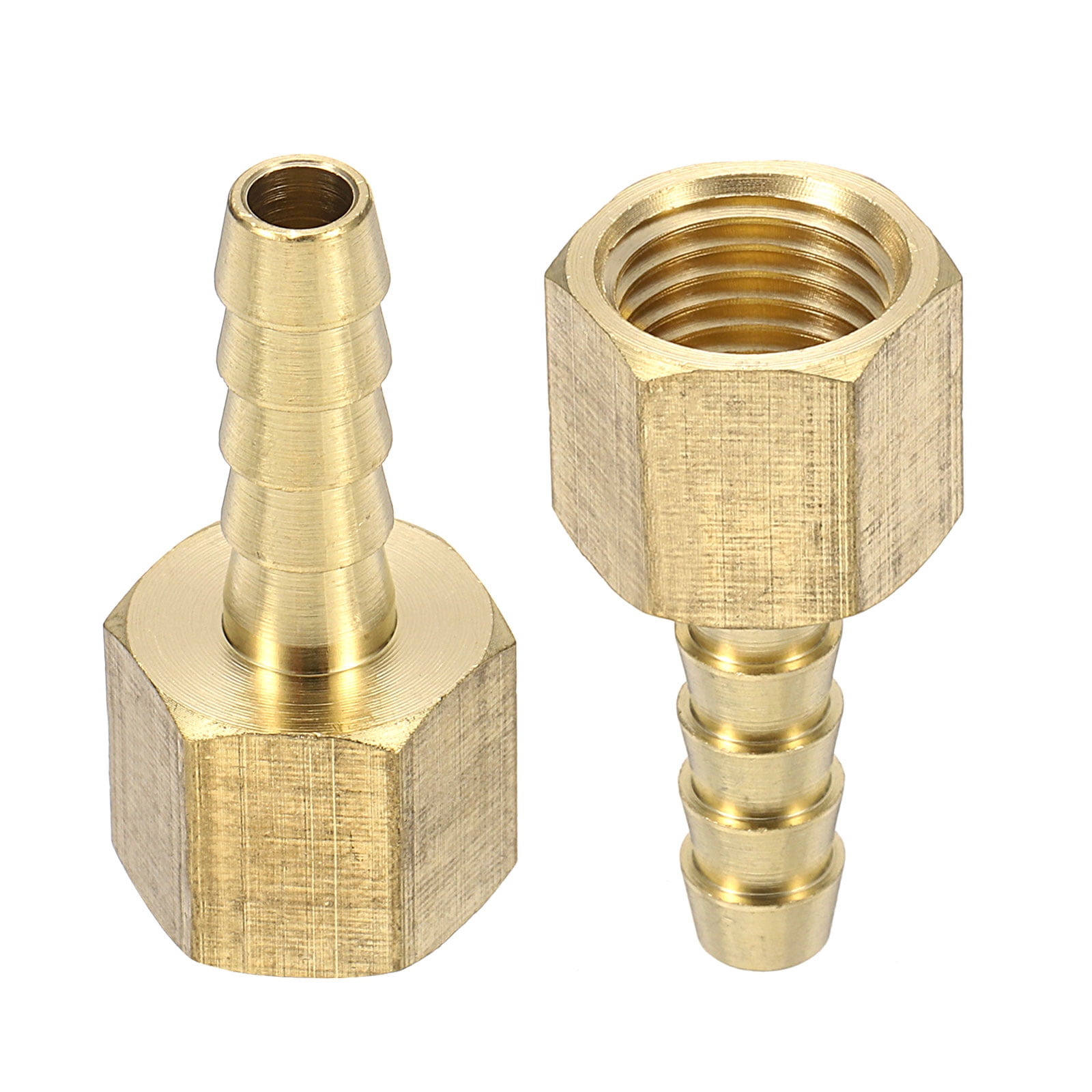 2pcs Brass Barbed Fitting 1/4" to 1/4" Female NPT Hose ID Barb Adapter ...