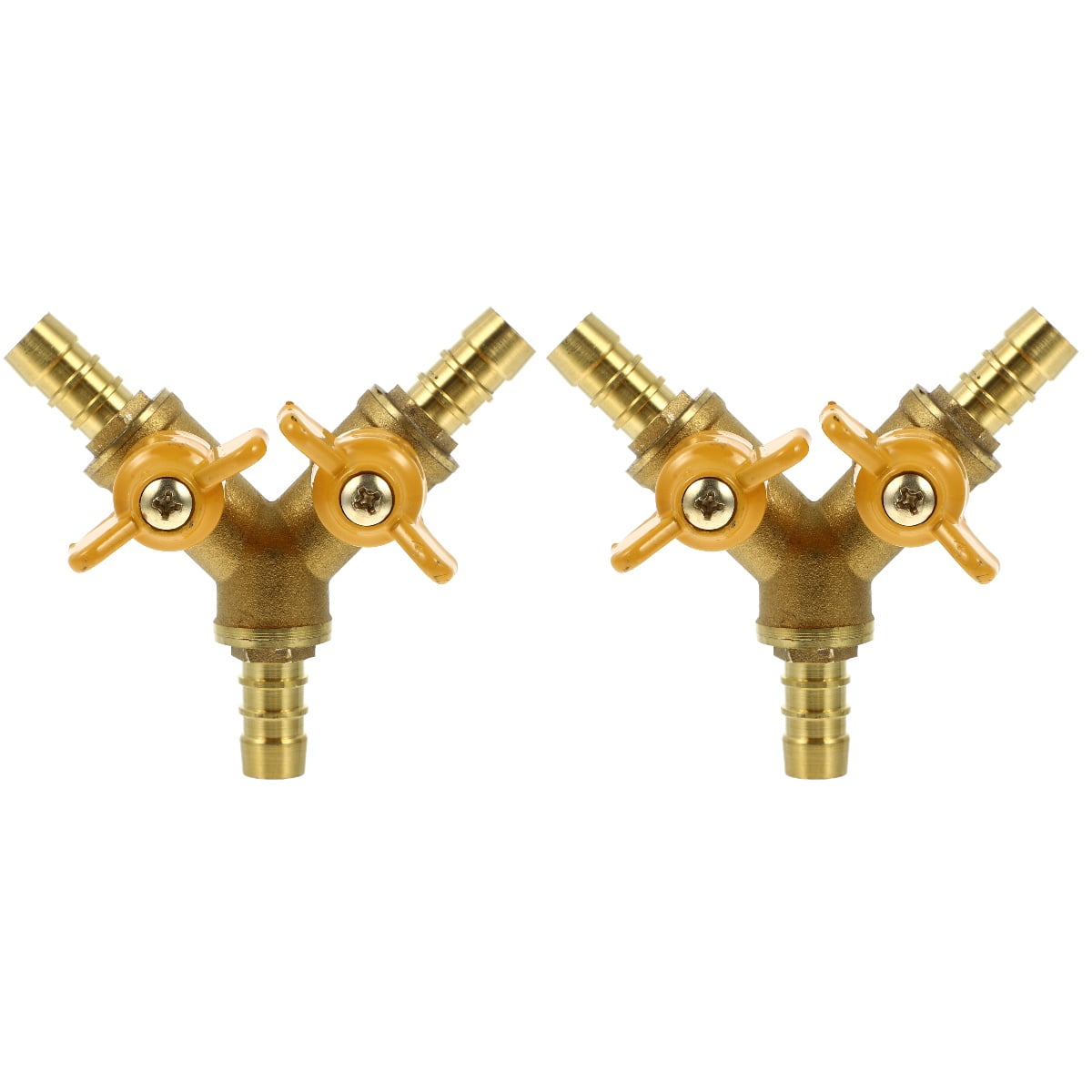 2pcs Brass Hose Splitter 3 Way Shut Off Valves Professional 2 Y Shaped ...