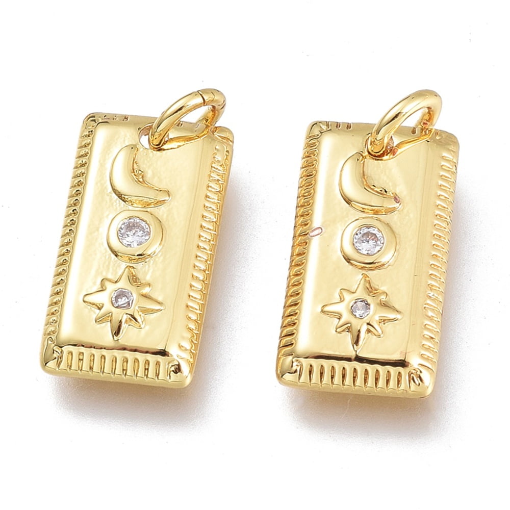 2pcs Brass Micro Pave Clear Cubic Zirconia Charms with Jump Ring ...