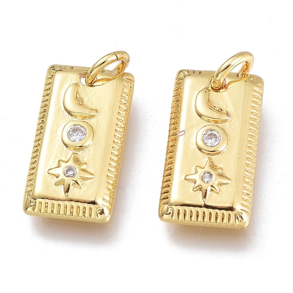 2pcs Brass Micro Pave Clear Cubic Zirconia Charms with Jump Ring ...