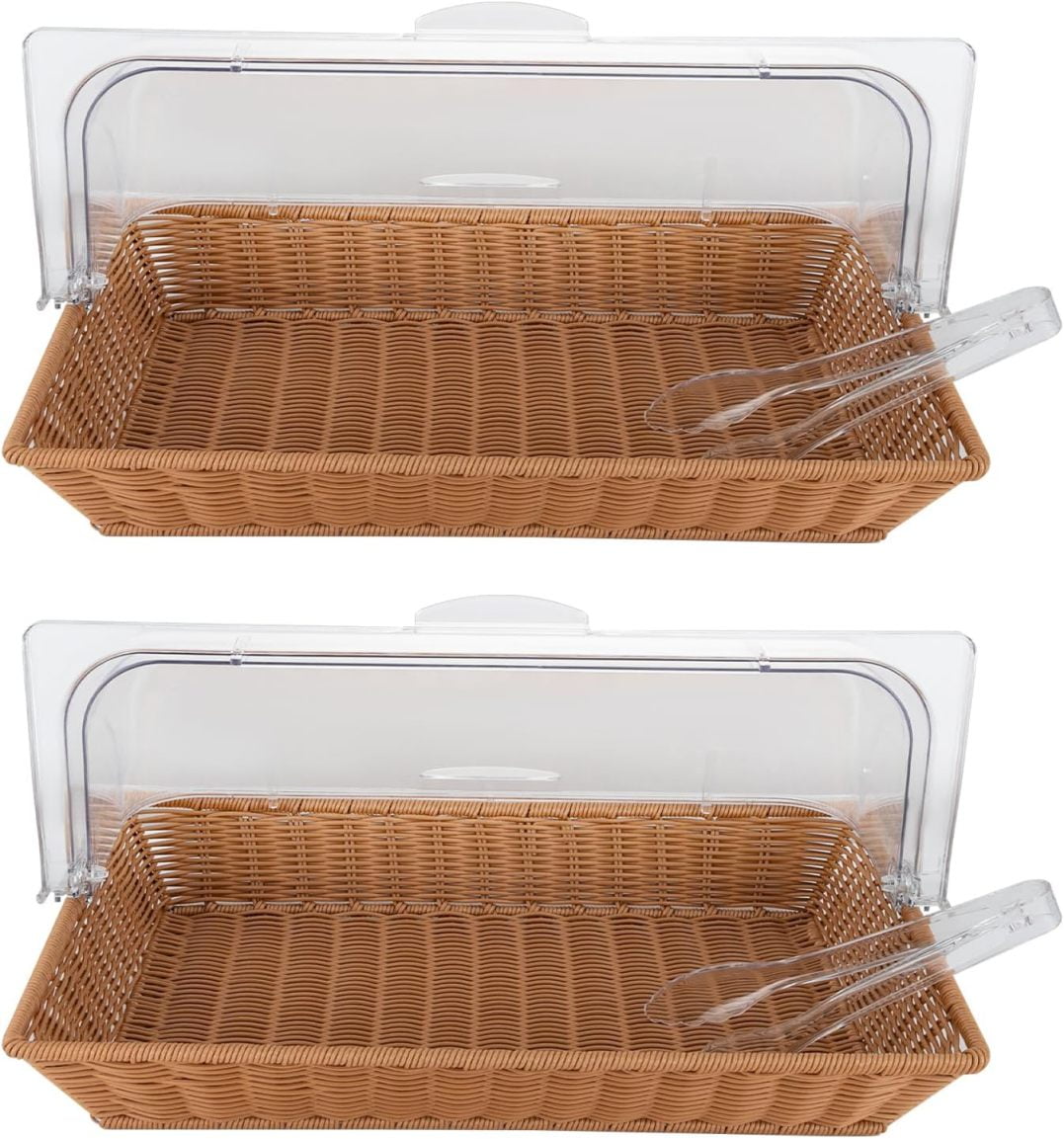 2pcs Bread Basket with Lid,Hand Woven Bread Display Basket,with Clear ...