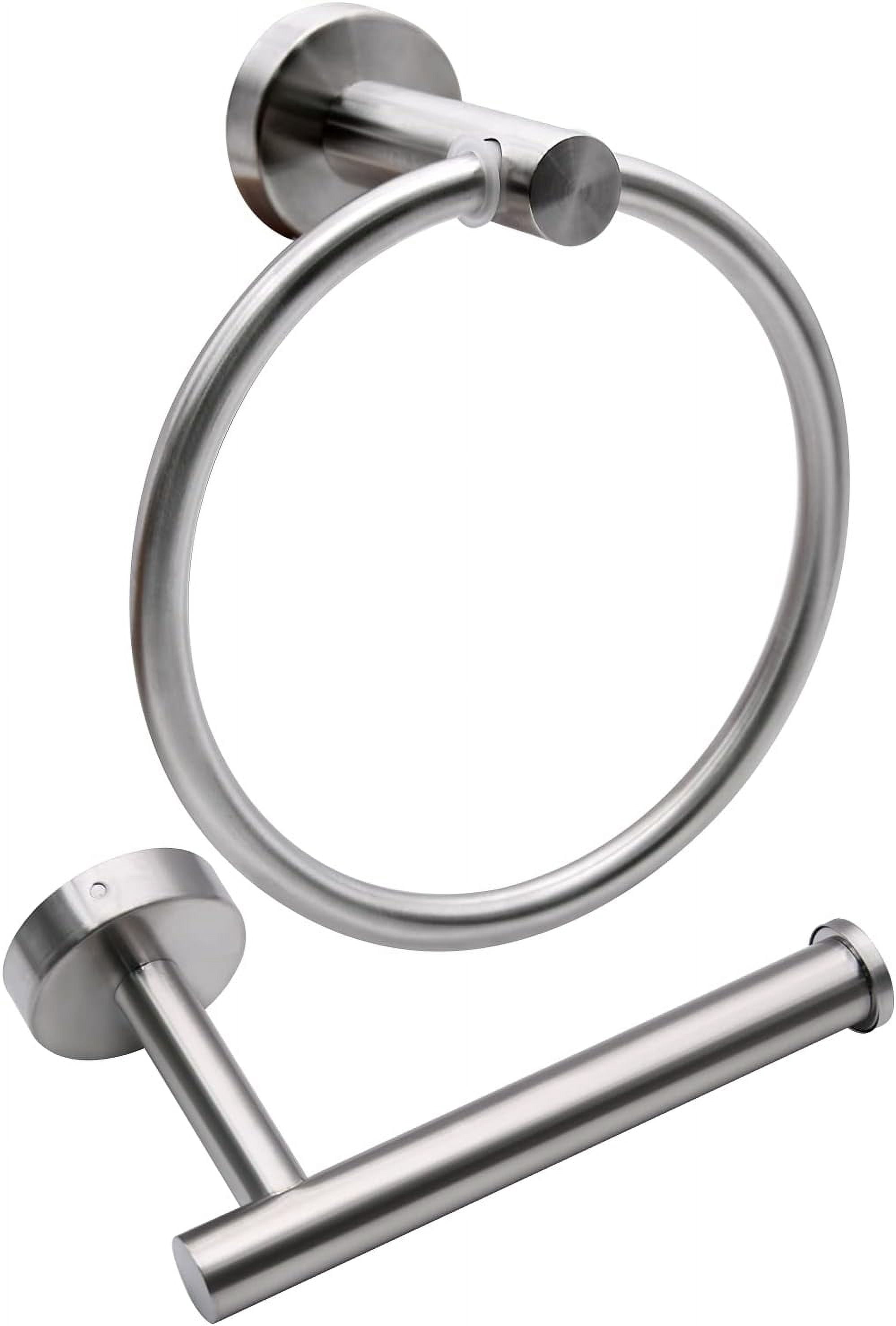 2pcs Brushed Nickel Toilet Paper Holder and Towel Ring Set, Stainless ...