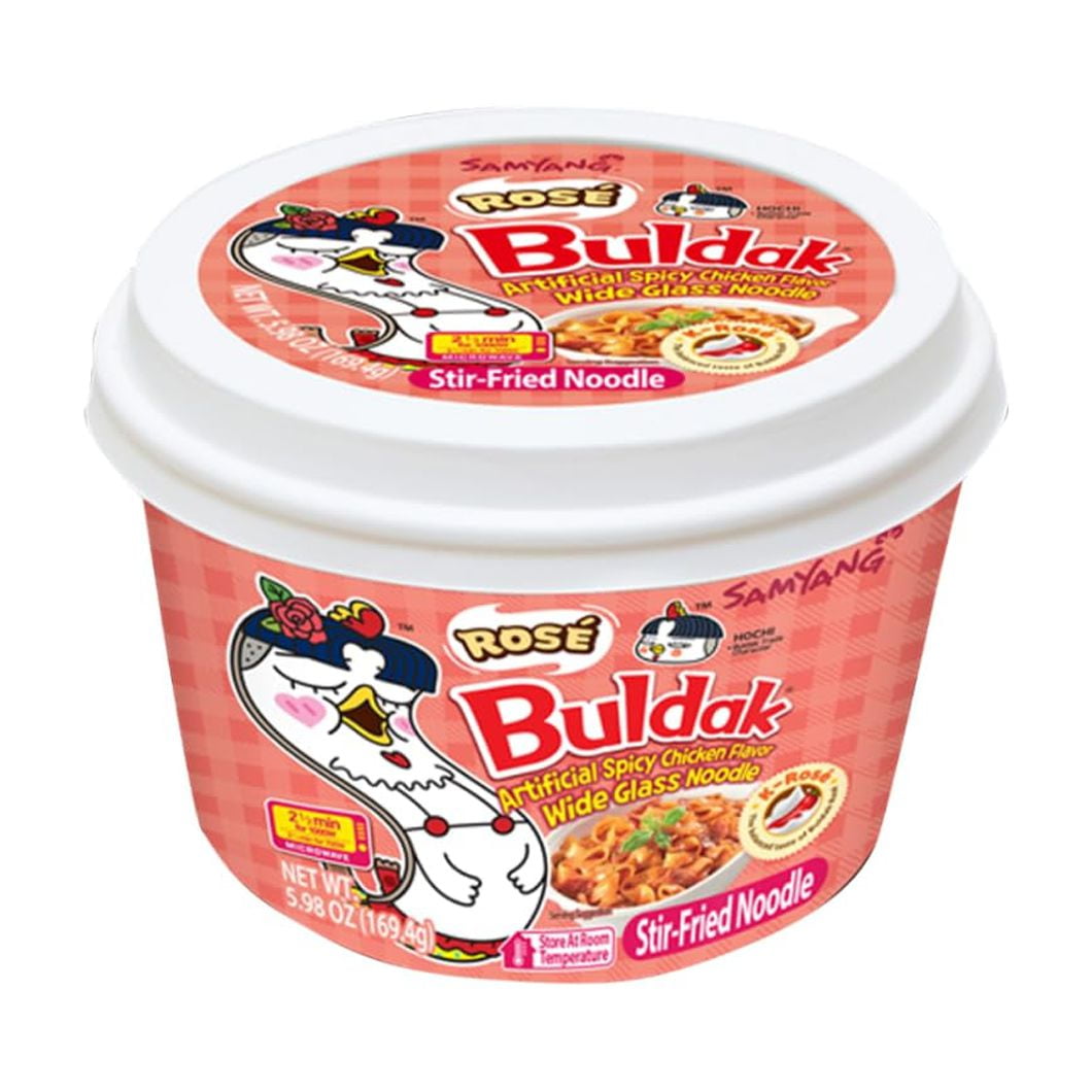 2pcs Buldak Rose Wide Flat Glass Noodle Bowl (169.4g) - Walmart.com