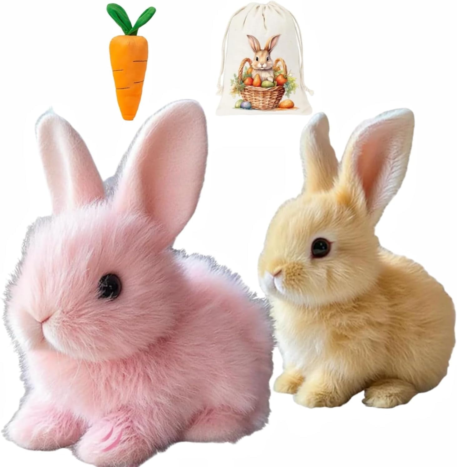 2pcs Bunby - My Realistic Bunny Toy, Interactive Bunny Realistic Bunny ...