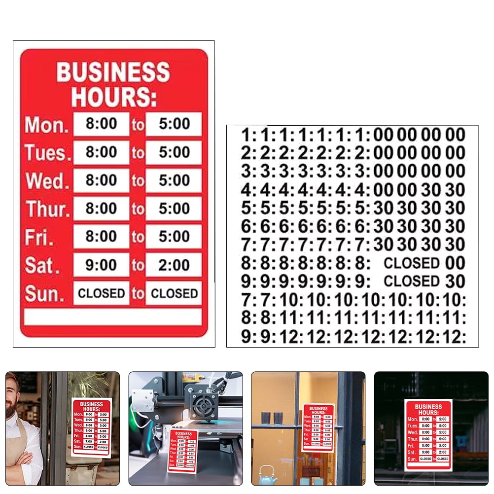 2pcs Business Hours Sign Open Closed Hours Sign Sticker Opening Hours ...
