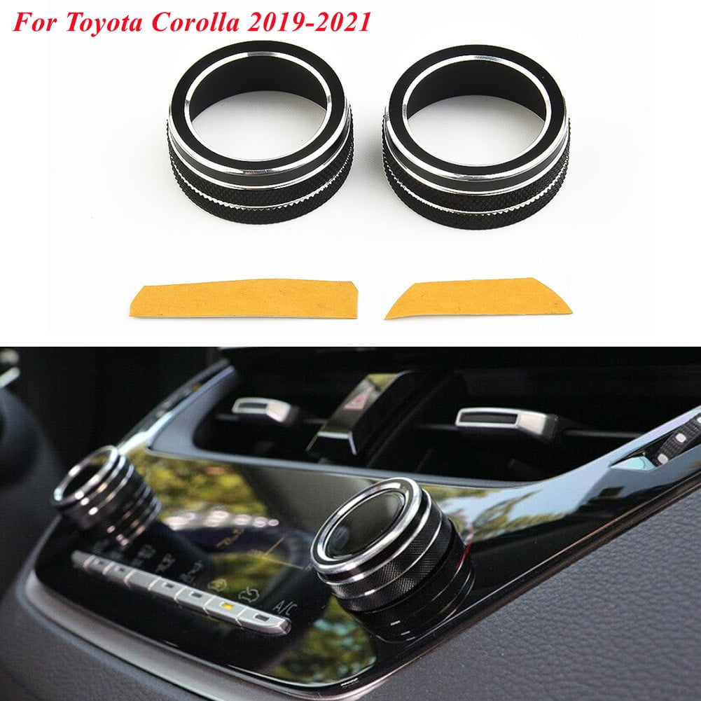 2Pcs Car Air Conditioning Control Switch Knob Trim Black Aluminum ...